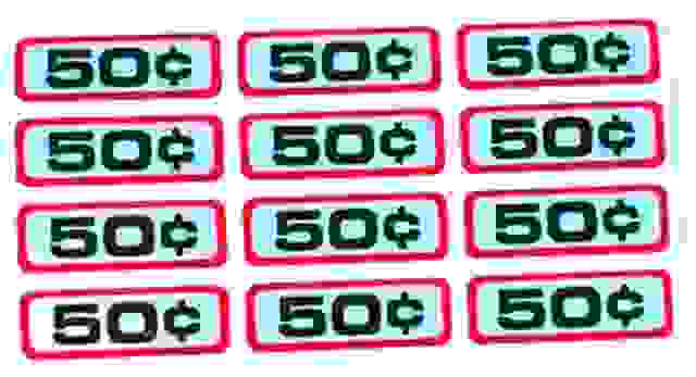 SHEET OF GREENWALD COIN SLIDE DECALS $.50 - Sudsy Vending Supplies