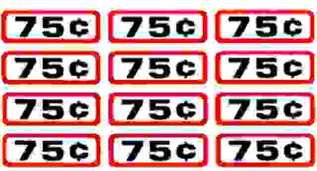 SHEET OF GREENWALD COIN SLIDE DECALS $.75 - Sudsy Vending Supplies