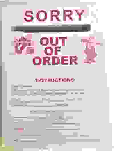RED OUT OF ORDER CARDS - Sudsy Vending Supplies