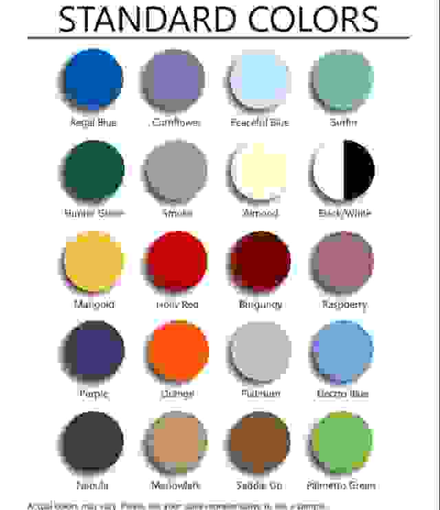 CACO STANDARD COLOR CHART - Sudsy Vending Supplies