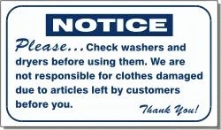 #L321 SIGN-PLEASE CHECK WASHERS AND DRYERS - Sudsy Vending Supplies
